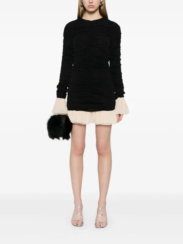 ROTATE BY BIRGER CHRISTENSEN Ruched Long-sleeve Mini Dress