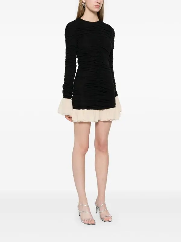 ROTATE BY BIRGER CHRISTENSEN Ruched Long-sleeve Mini Dress
