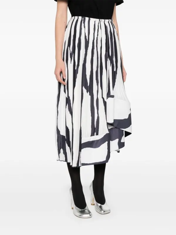LANVIN Zebra-print Pleated Midi Skirt