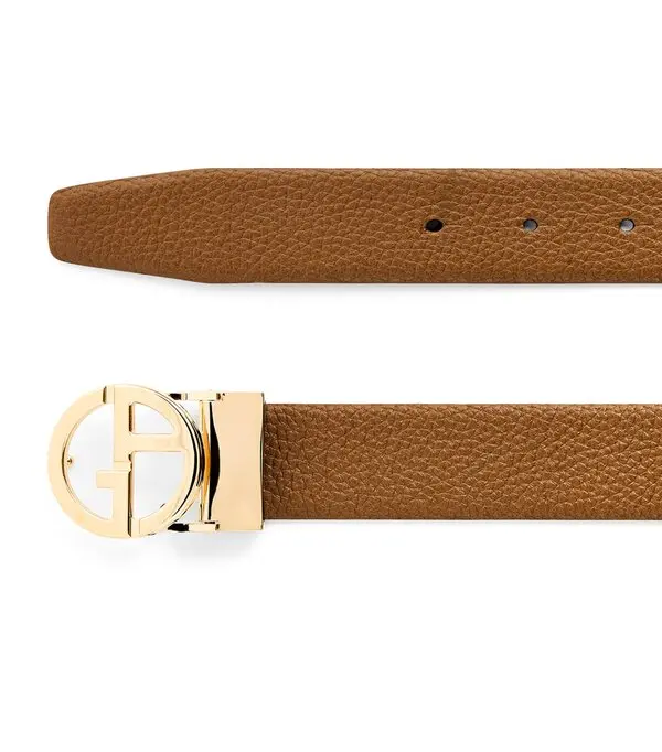 Giorgio Armani Leather Reversible Belt Strap - Brown