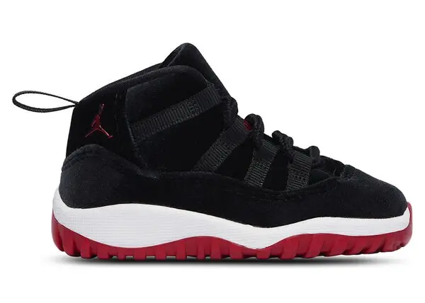 JORDAN 11 Retro Bred Velvet Toddler Sneakers - Black/gym Red/white