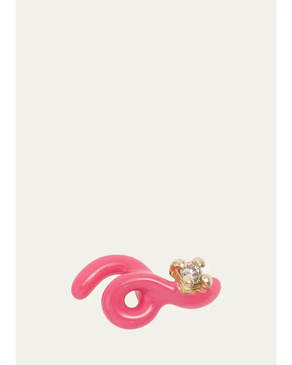 Bea Bongiasca 9k Yellow Gold, Sterling Silver And Diamond Mini Loop Single Earring - Multicolor