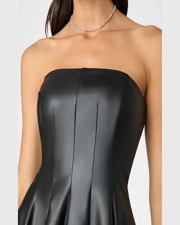 shoshanna faux leather dress Celia Midi In Jet - 55% Off Silhouette H-Line