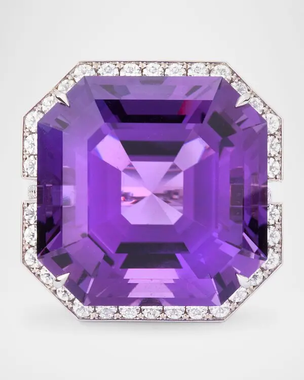 ROBERT ERICH 18k White Gold Ring With And Diamonds - Amethyst