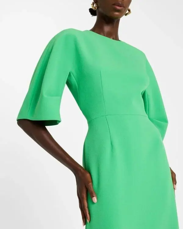 Rickie Freeman For Teri Jon Elbow-sleeve Crepe Column Gown - Lime