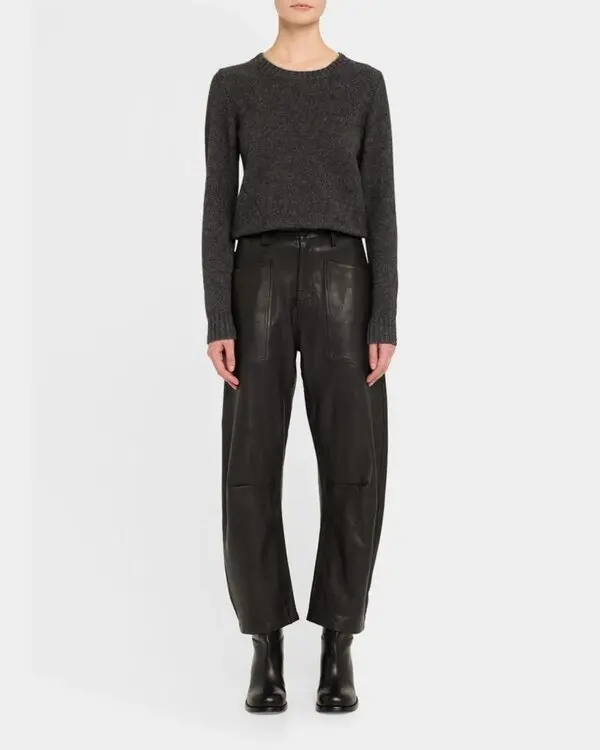 NILI LOTAN Shon Barrel Leather Pants - Black