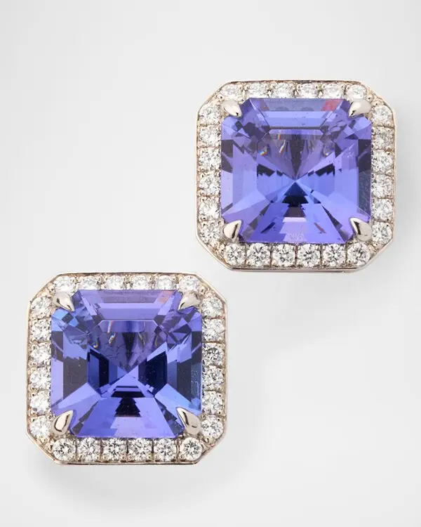 ROBERT ERICH Platinum, Diamond, And Stud Earrings - Tanzanite