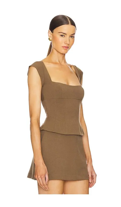 WeWoreWhat Cap Sleeve Corset Top - Wheat