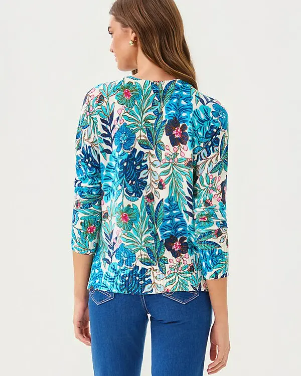 Lilly Pulitzer® Salima Crewneck Sweater - Breezy Aqua Best Fronds Forever