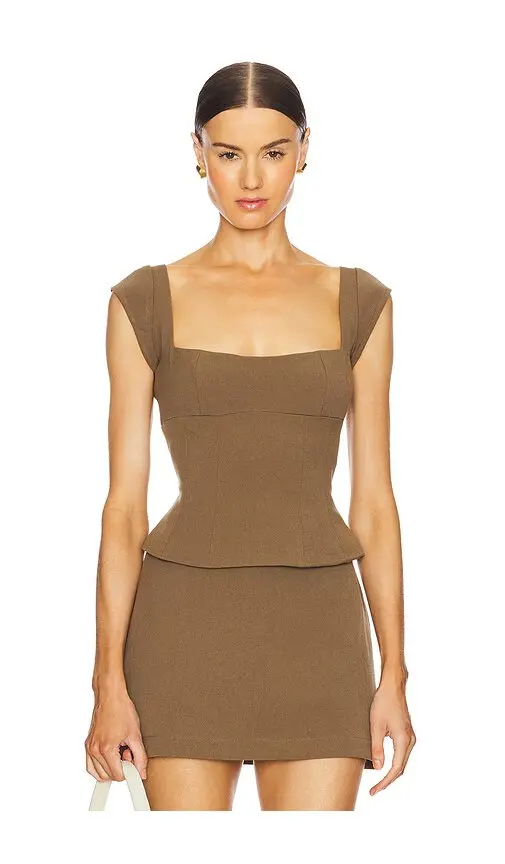 WeWoreWhat Cap Sleeve Corset Top - Army
