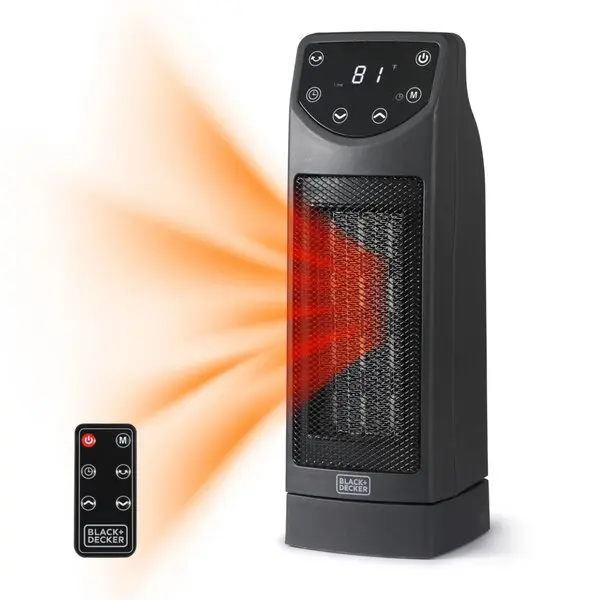 BLACK + DECKER Decker Oscillating Ceramic Desktop Heater With Remote - Black