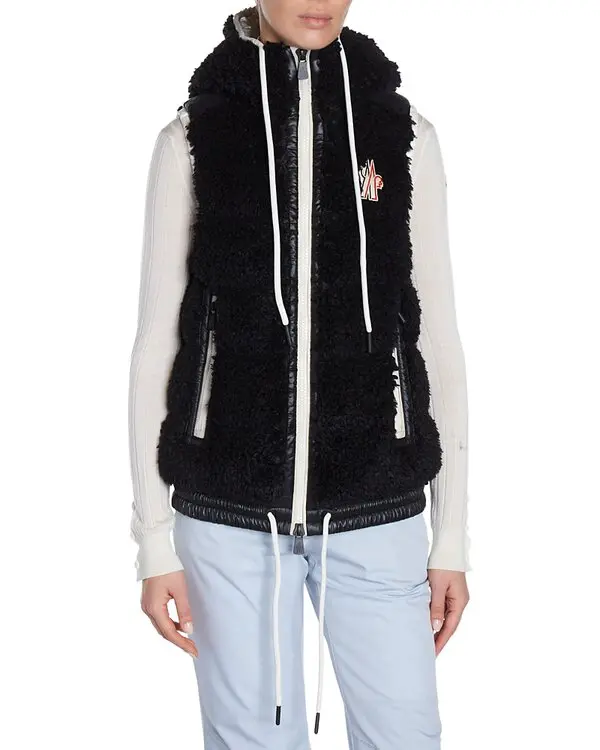 Moncler Faux Fur Sleeveless Jacket - Black