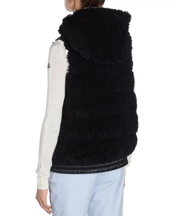 Moncler Faux Fur Sleeveless Jacket - Black