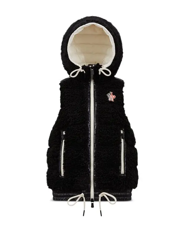 Moncler Faux Fur Sleeveless Jacket - Black