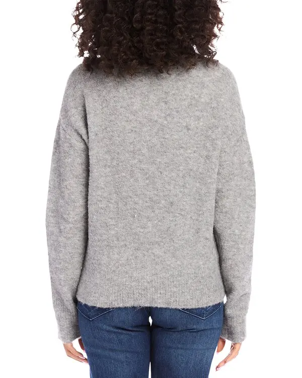 Karen Kane Mock Neck Boucle Sweater - Gray