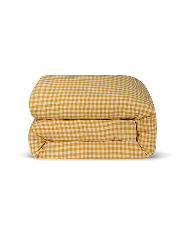 PIGLET IN BED Gingham Linen Blend Duvet Cover - Honey Gingham