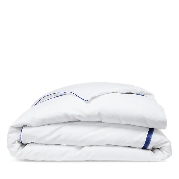 AMALIA HOME COLLECTION Lagos Gradient Egyptian Cotton Sateen Duvet Cover, Queen Exclusive - White/navy