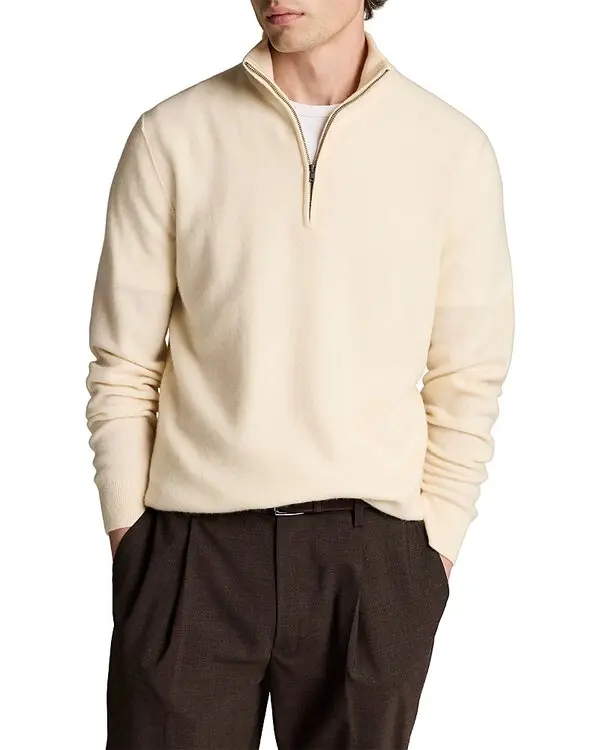 Vince Thermal Quarter Zip Polo Sweater - Bone