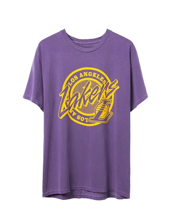 Junk Food Clothing Nba Los Angeles Lakers Crest Vintage Tee - Purple