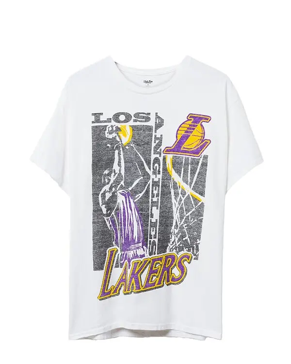 Junk Food Clothing Nba Los Angeles Lakers Jump Shot Short Sleeve Tee - White