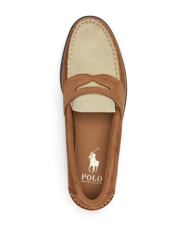 Ralph Lauren Alston Suede Penny Loafers In Brown/Bone - 30  display picture 2