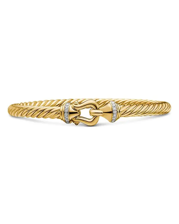 David Yurman Buckle Cablespira Bracelet In 18k Yellow With Diamonds - Gold