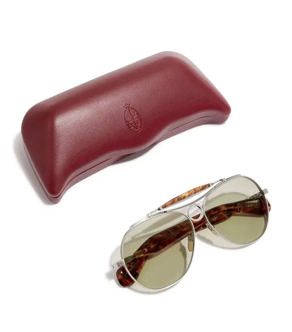 JACQUES MARIE MAGE Tortoiseshell Aspen Aviator Sunglasses