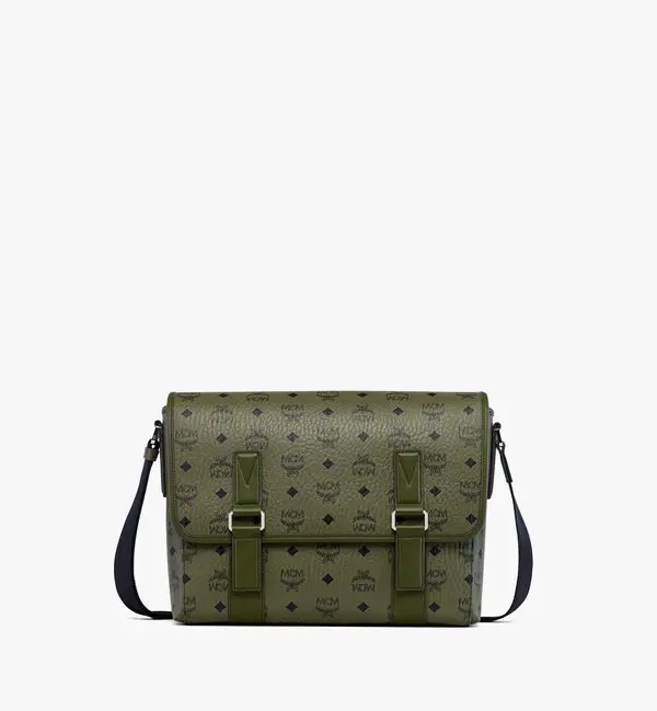 Mcm Aren Visetos Messenger Bag - Khaki Moss