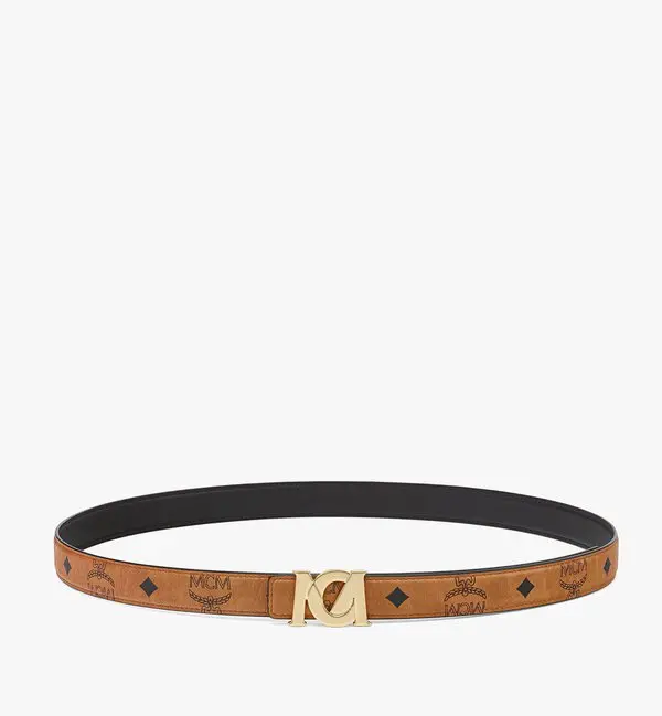 Mcm M-art Belt 1" In Visetos - Cognac
