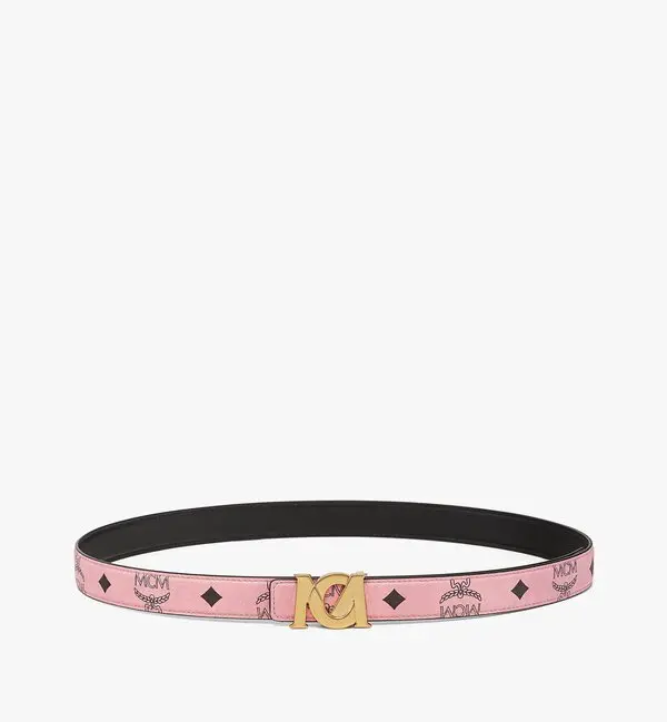 Mcm M-art Belt 1" In Visetos - Soft Pink