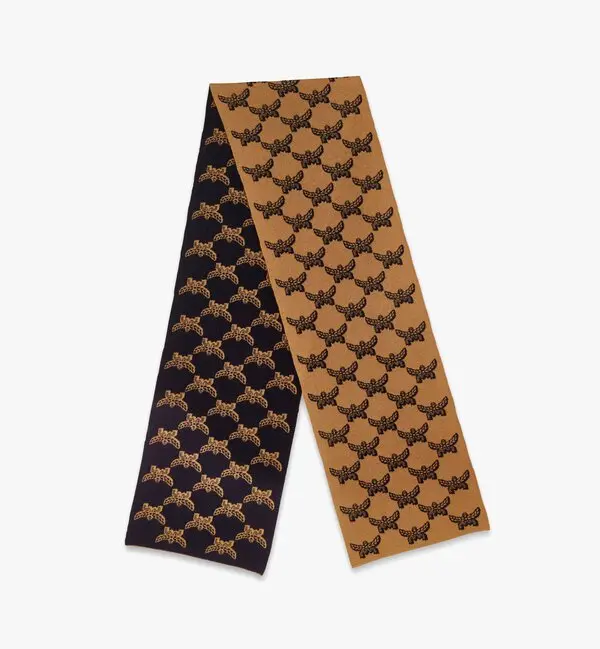 Mcm Reversible Lauretos Jacquard Wool Stole - Cognac