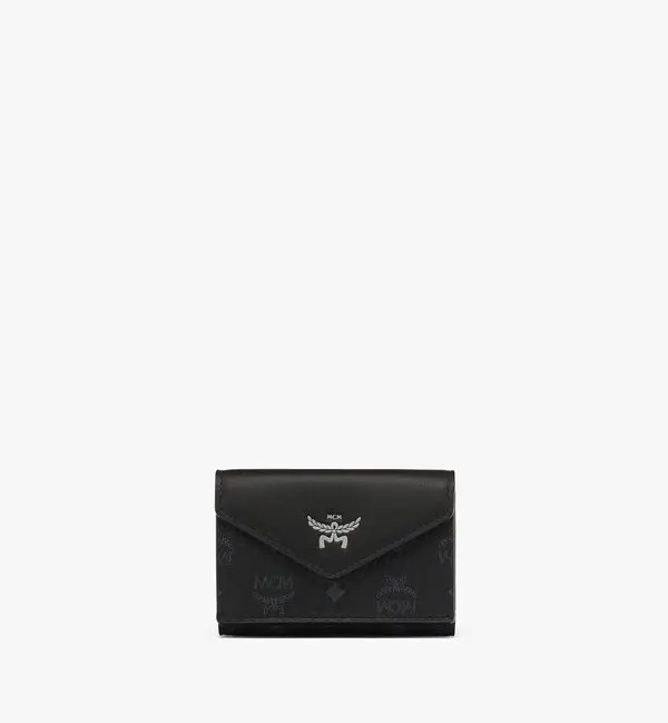 Mcm Aren Trifold Wallet In Visetos - Black