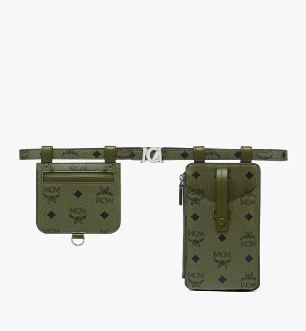 Mcm Visetos Pouch Belt - Khaki Moss