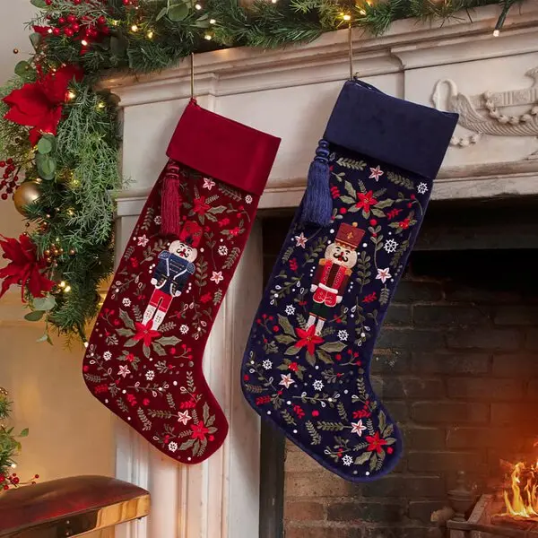 ASPINAL OF LONDON Nutcracker Embroidered Christmas Stocking