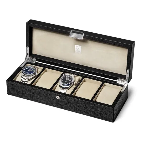 ASPINAL OF LONDON Reporter Five Piece Watch Box In Pebble - Black