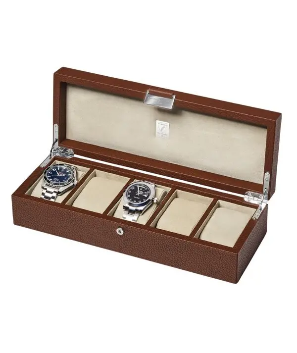 ASPINAL OF LONDON - Reporter Five Piece Watch Box In Tobacco Pebble