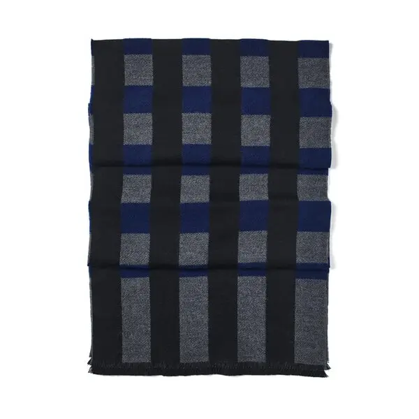 ASPINAL OF LONDON Exploded Check Wool Scarf - Blue