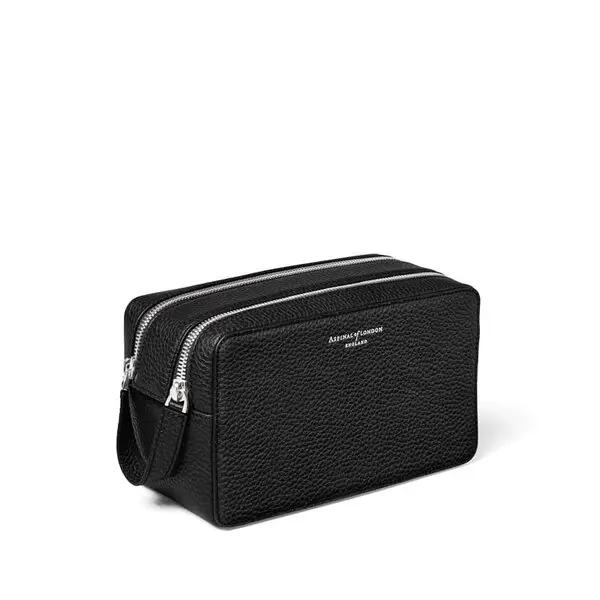 ASPINAL OF LONDON Double Zip Mount Street Wash Bag - Black