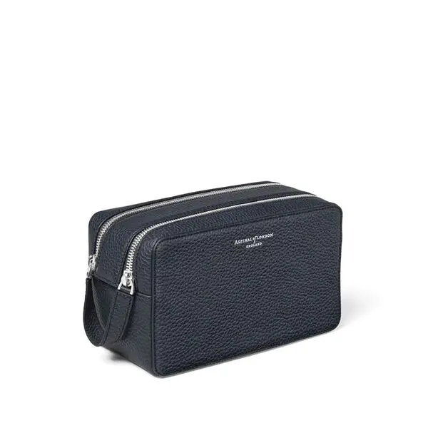 ASPINAL OF LONDON Double Zip Mount Street Wash Bag - Navy