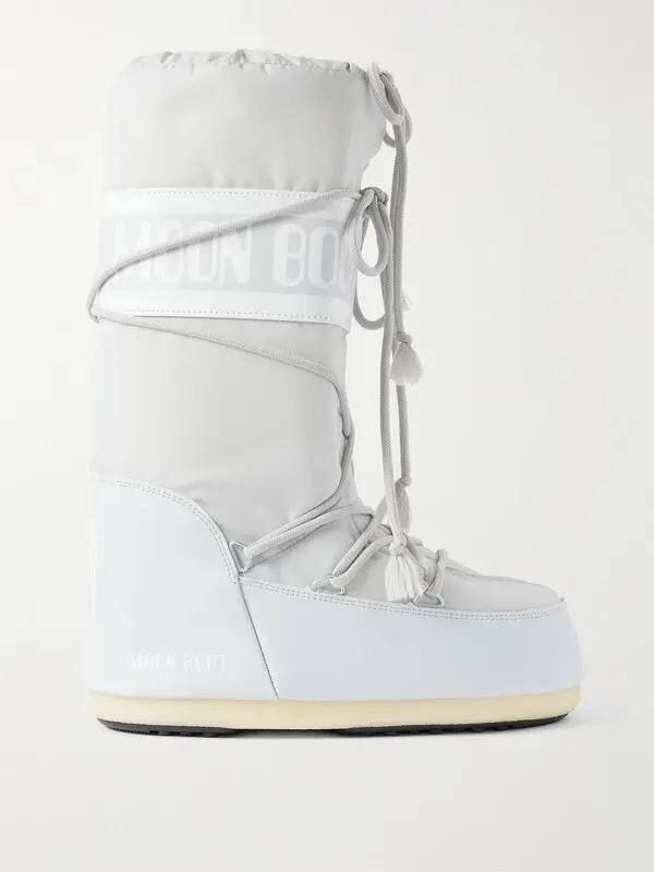 Moon Boot Icon Shell And Leather-like Snow Boots - Gray
