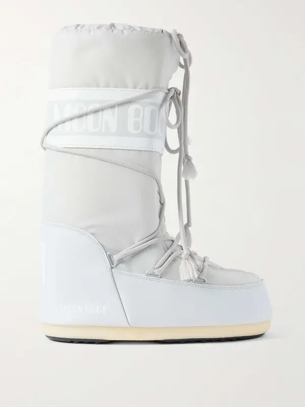 Moon Boot Icon Shell And Leather-like Snow Boots - Light Gray