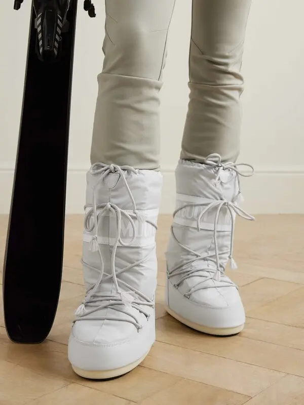 Moon Boot Icon Shell And Leather-like Snow Boots - Light Gray