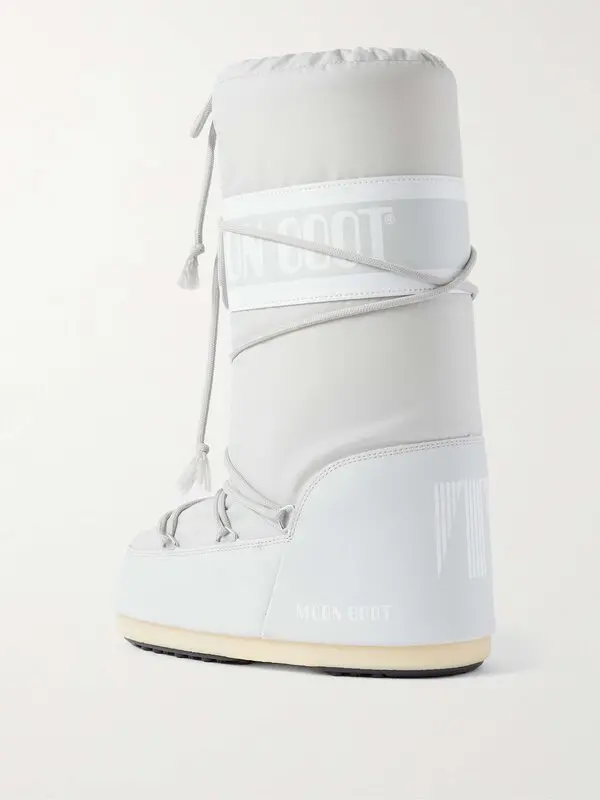 Moon Boot Icon Shell And Leather-like Snow Boots - Light Gray