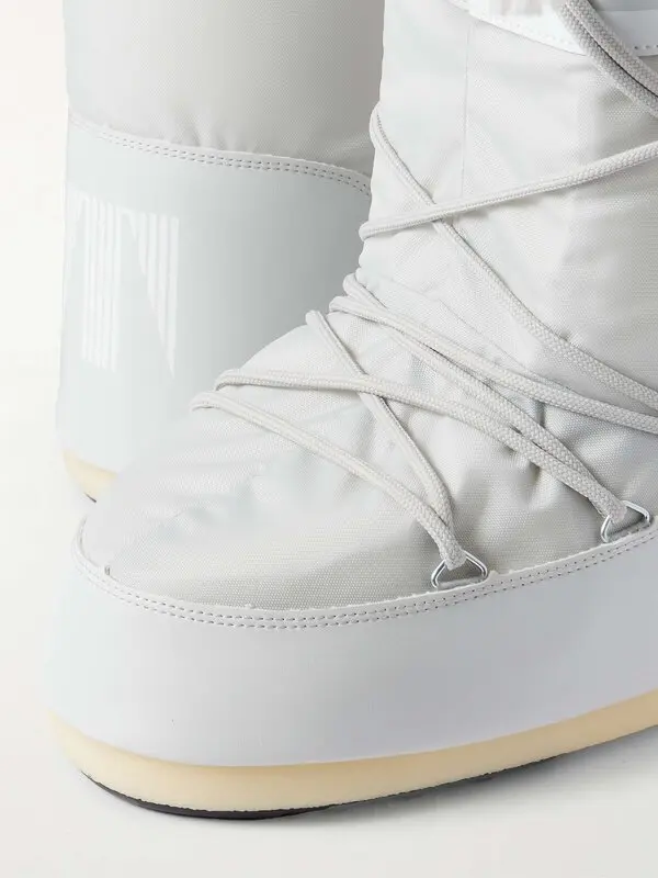 Moon Boot Icon Shell And Leather-like Snow Boots - Light Gray