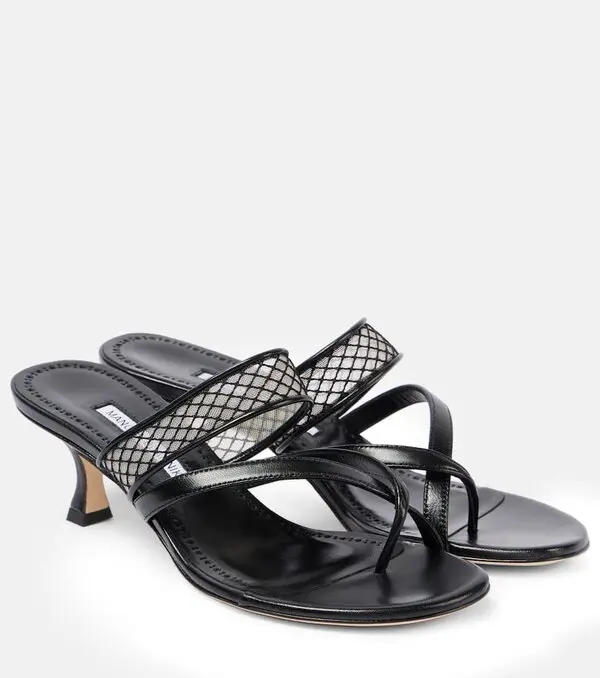 Manolo Blahnik Sulna 50 Leather Mules