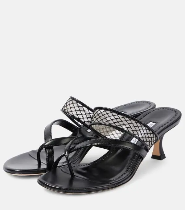 Manolo Blahnik Sulna 50 Leather Mules