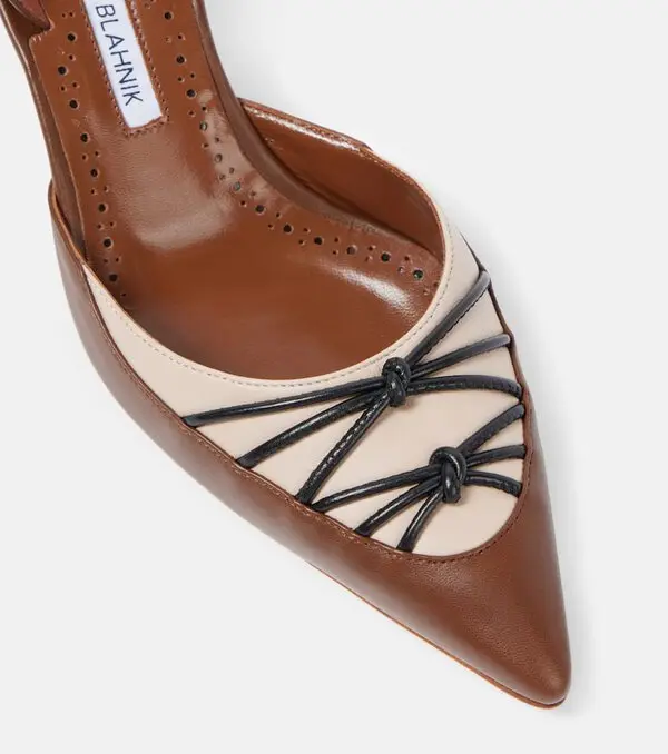 Manolo Blahnik Maretsli 50 Leather Slingback Pumps