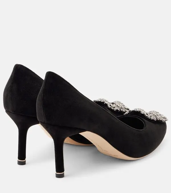 Manolo Blahnik Hangisi 70 Embellished Velvet Pumps - Black