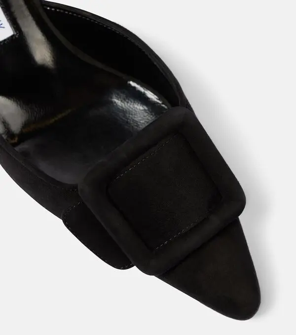Manolo Blahnik Maysale 50 Suede Mules - Black