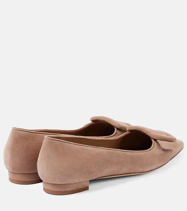 Manolo Blahnik Maysale Suede Ballet Flats - Neutrals